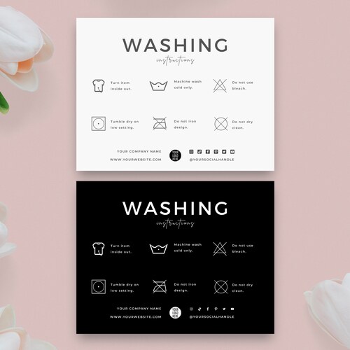 Editable Garment Care Washing Instructions Card Packaging - Etsy