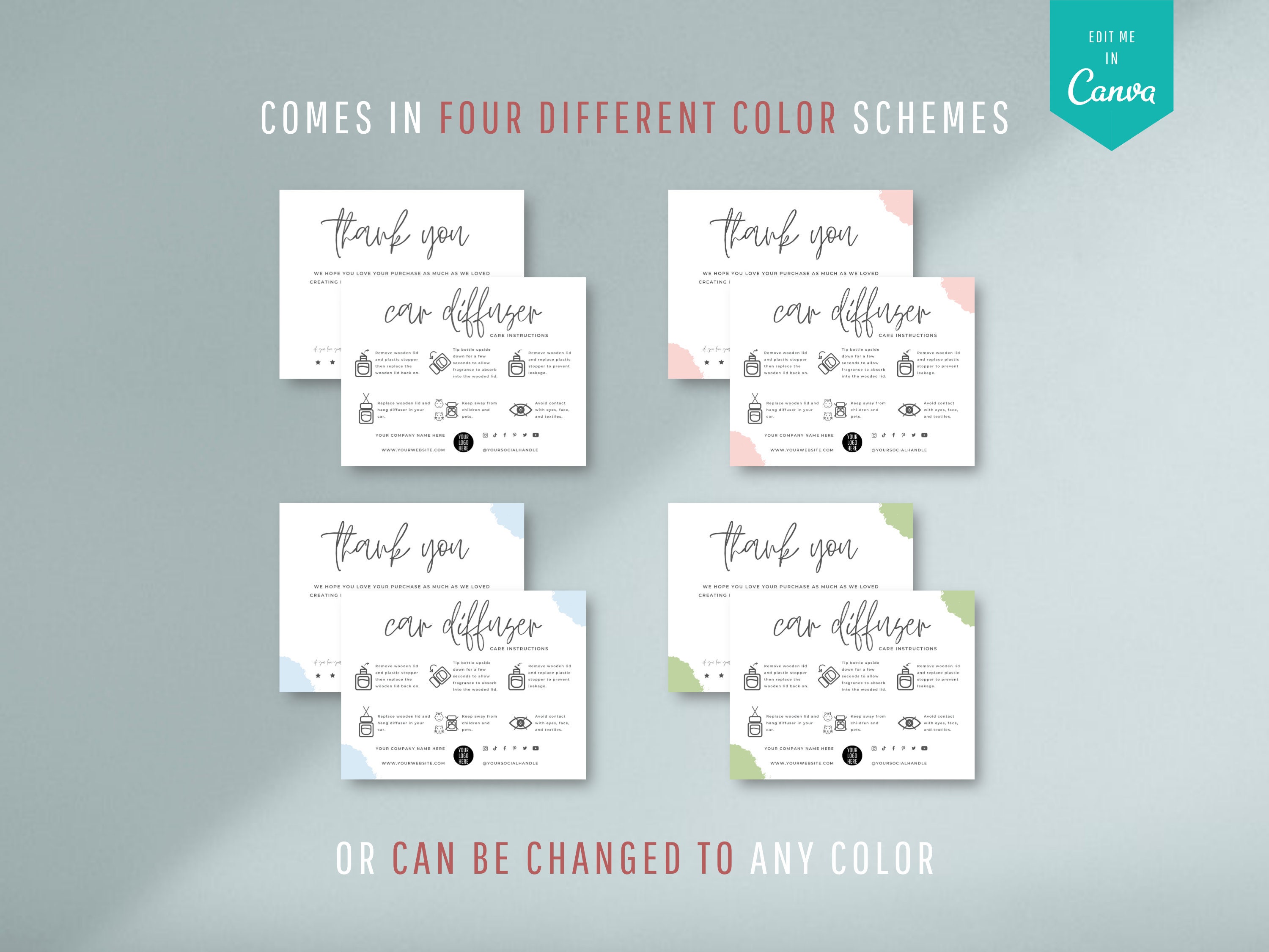 Car Diffuser Care Card Template, Editable Car Scent Care Instructions ...