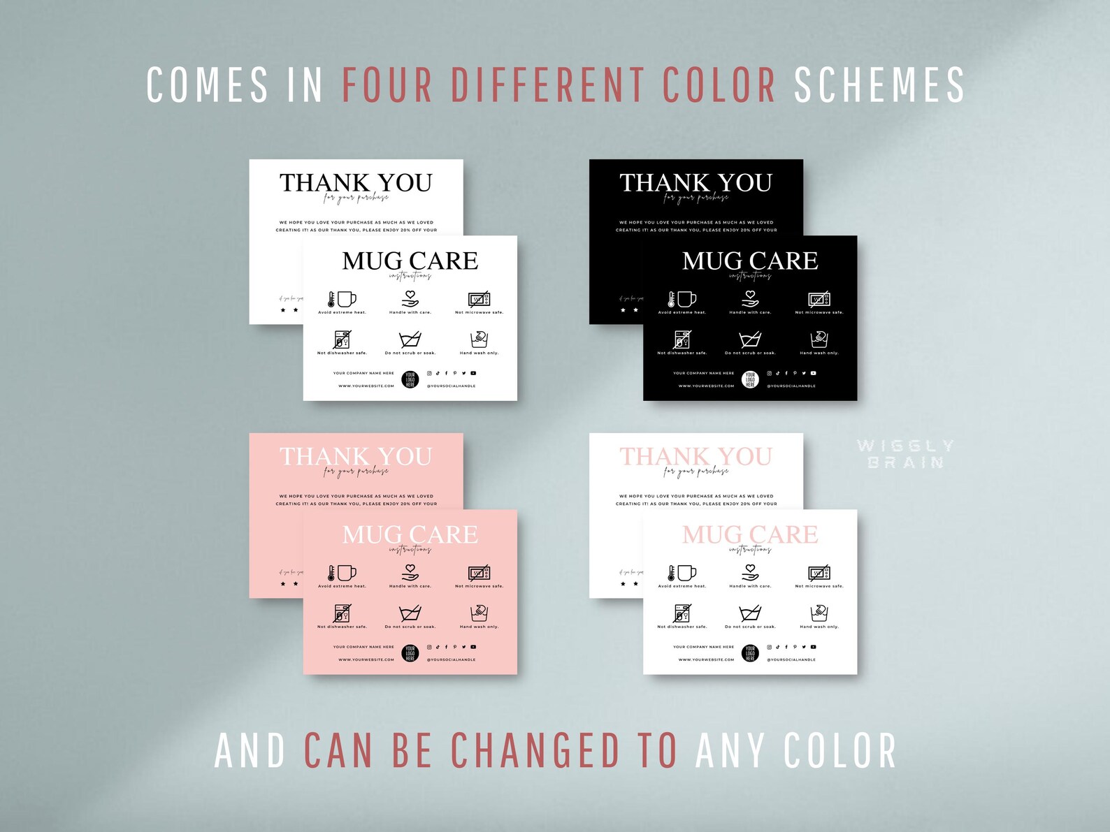 Mug Care Card Template, Mini Coffee Cup Care Guide, Editable Mugs Care ...