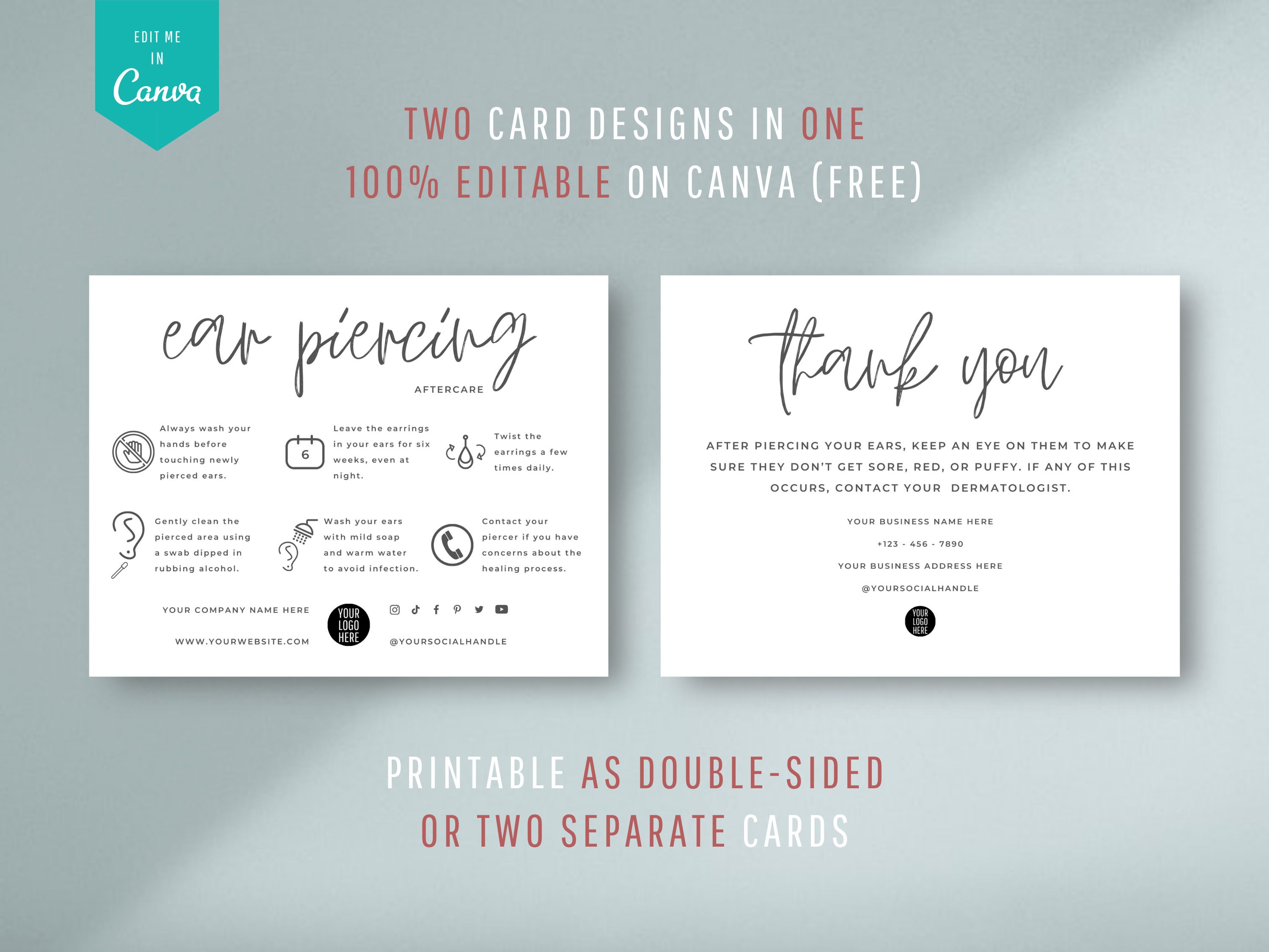 Editable Ear Piercing Aftercare Template Piercing Guide Boho - Etsy Canada