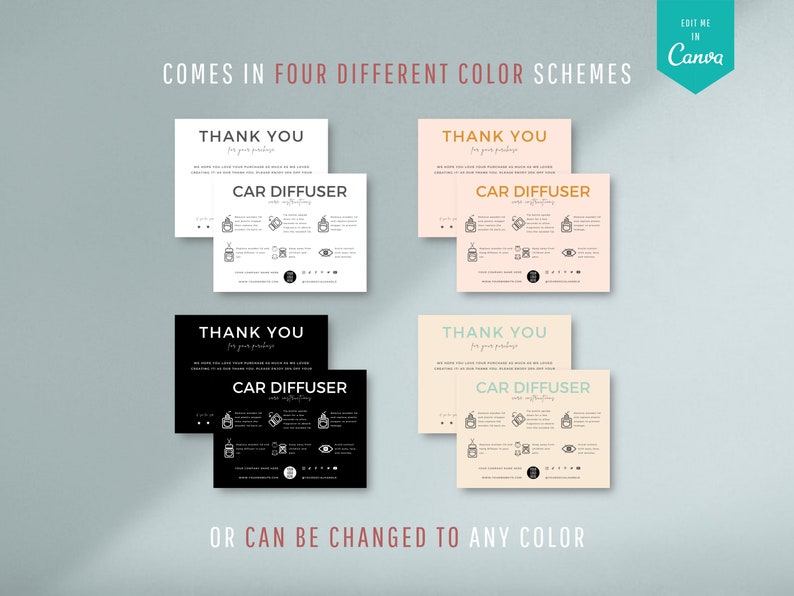 Editable Car Diffuser Care Card Template Car Scent Care - Etsy
