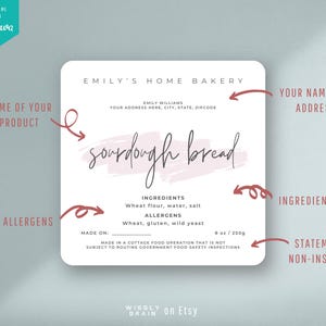 Custom Bread Labels Template, Sourdough Food License Stickers Round ...