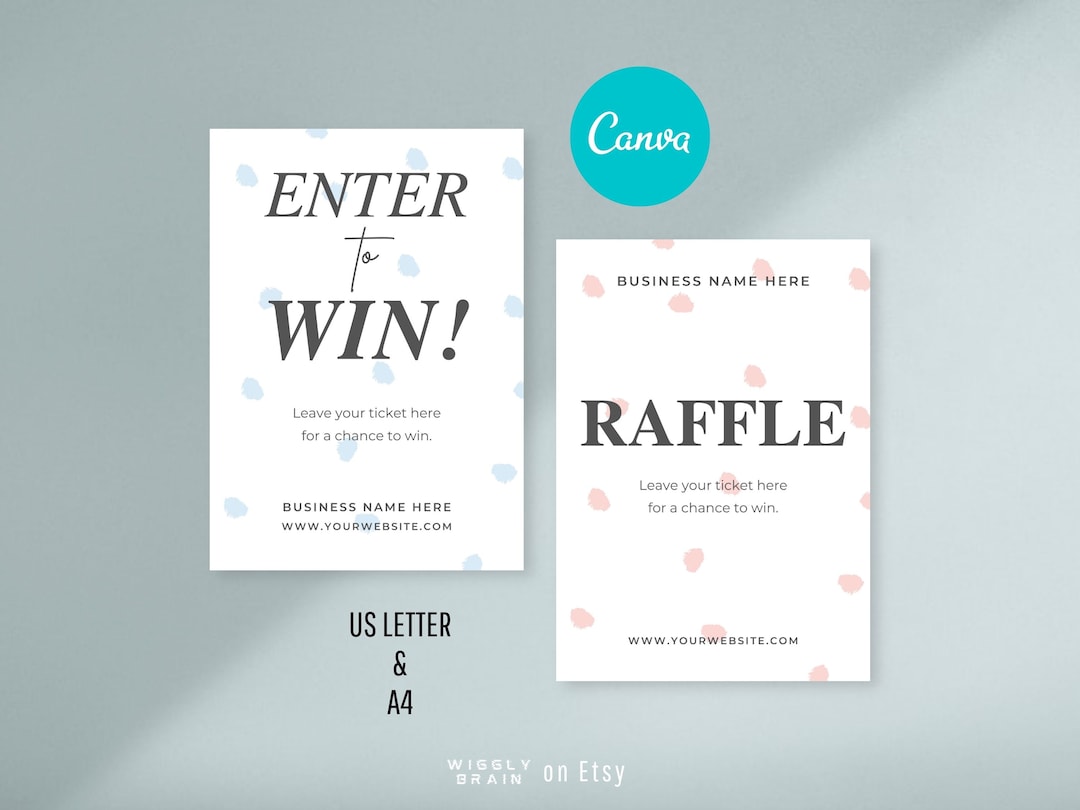 Raffle Sign Template, Editable DIY Enter to Win Poster, Business Event ...