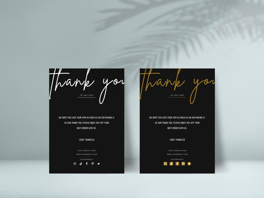 Printable Thank You Card Template, Editable Business Thank You Card ...
