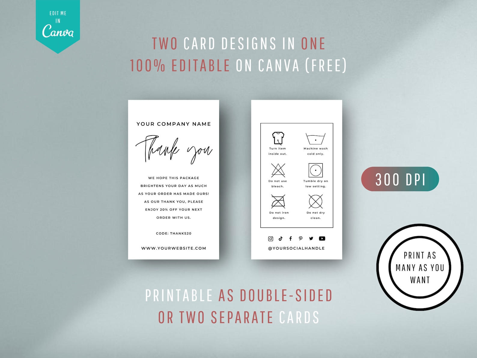 Editable Washing Instructions Hang Tag Template, Customizable Clothing ...