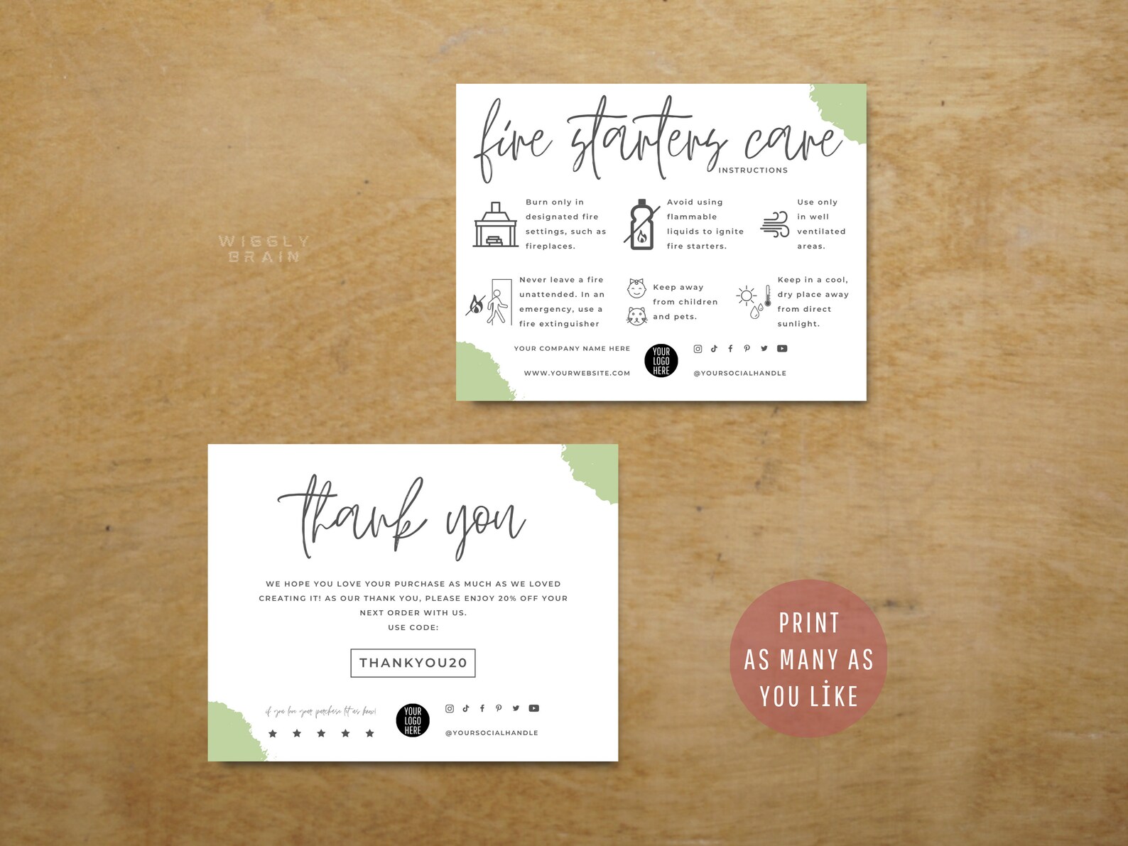 Fire Starters Care Guide Template, Editable Wax Firelighters Care Card ...