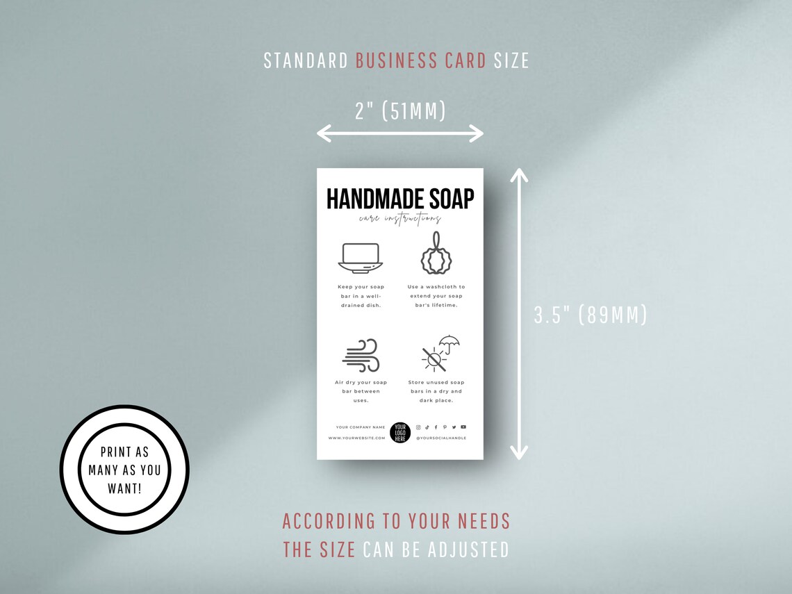 Editable Handmade Soap Care Card Template Soap Bar Care - Etsy