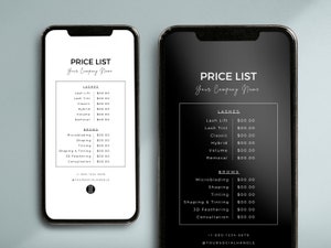 Black Price List Template Editable Price Sheet Small - Etsy Canada