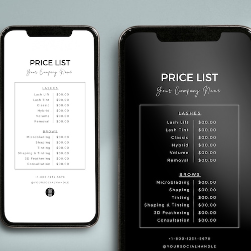 Editable Price List Template Printable Makeup Pricing List - Etsy