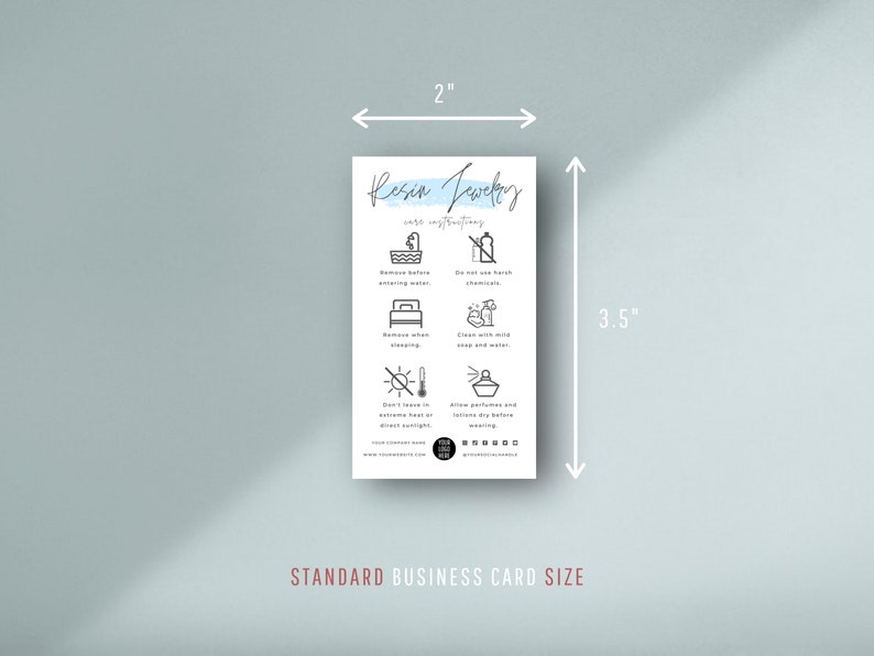 Resin Jewelry Care Card Templates Printable Resin Care | Etsy