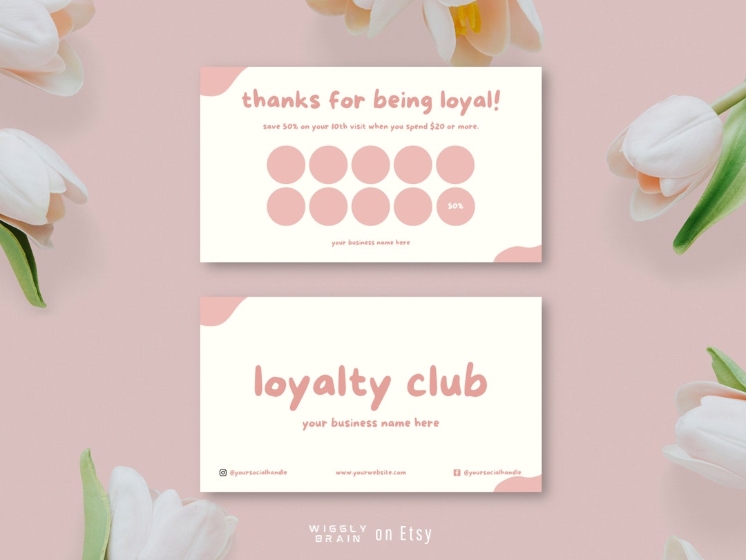 Boho Loyalty Card Template, Printable Stamp Cards Design, Editable ...