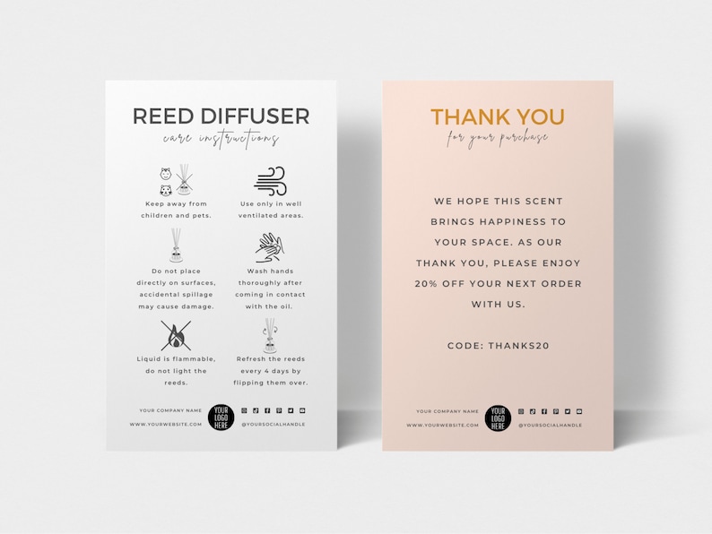 Editable Reed Diffuser Care Card Template Printable Reed - Etsy