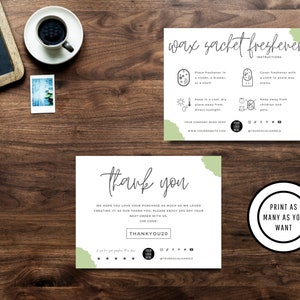 Wax Sachet Care Card Template, Wardrobe Freshener Care Instructions ...