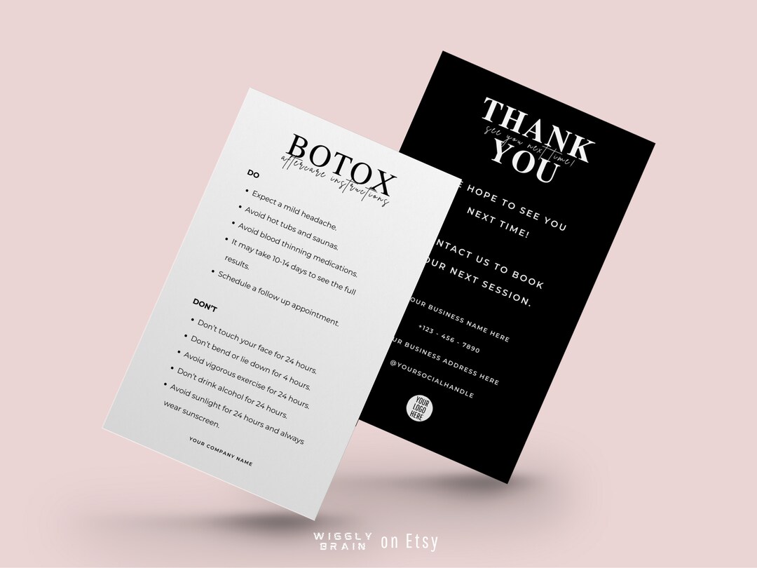 Editable Botox Aftercare Card Template, Filler Procedure Post Care ...