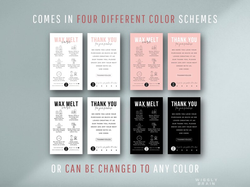 Wax Melt Care Card Template, Editable Wax Melts Instructions Cards ...