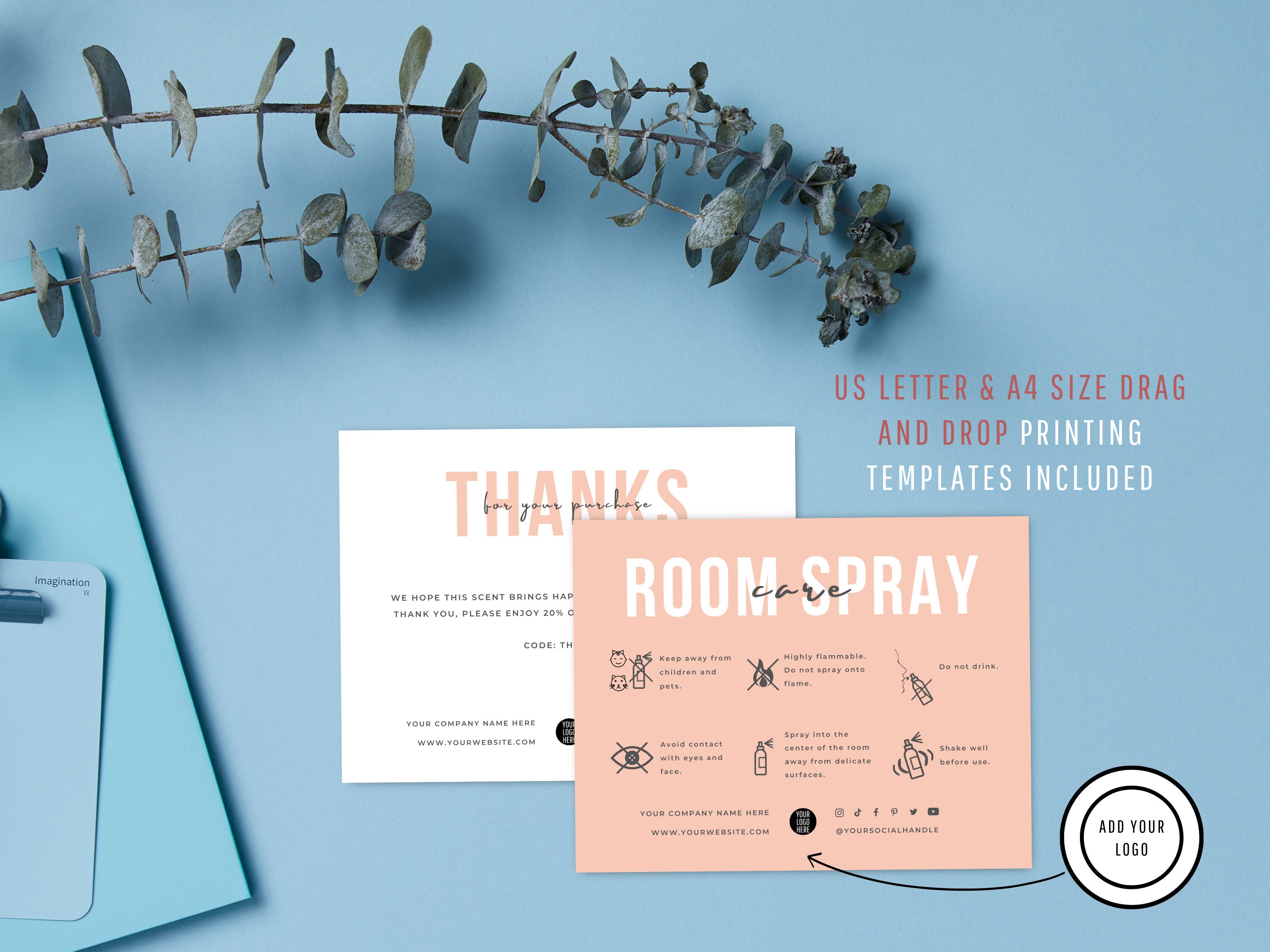 Room Spray Care Card Template Printable Room Mist Care | Etsy