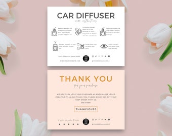 Car Diffuser Care Card Template, Editable Car Scent Care Instructions ...