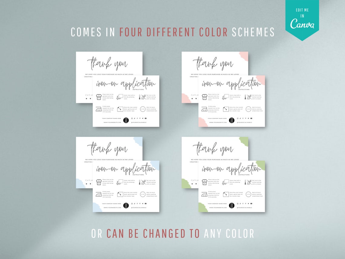 Editable Iron-on Instructions Template Iron on Heat Transfer - Etsy