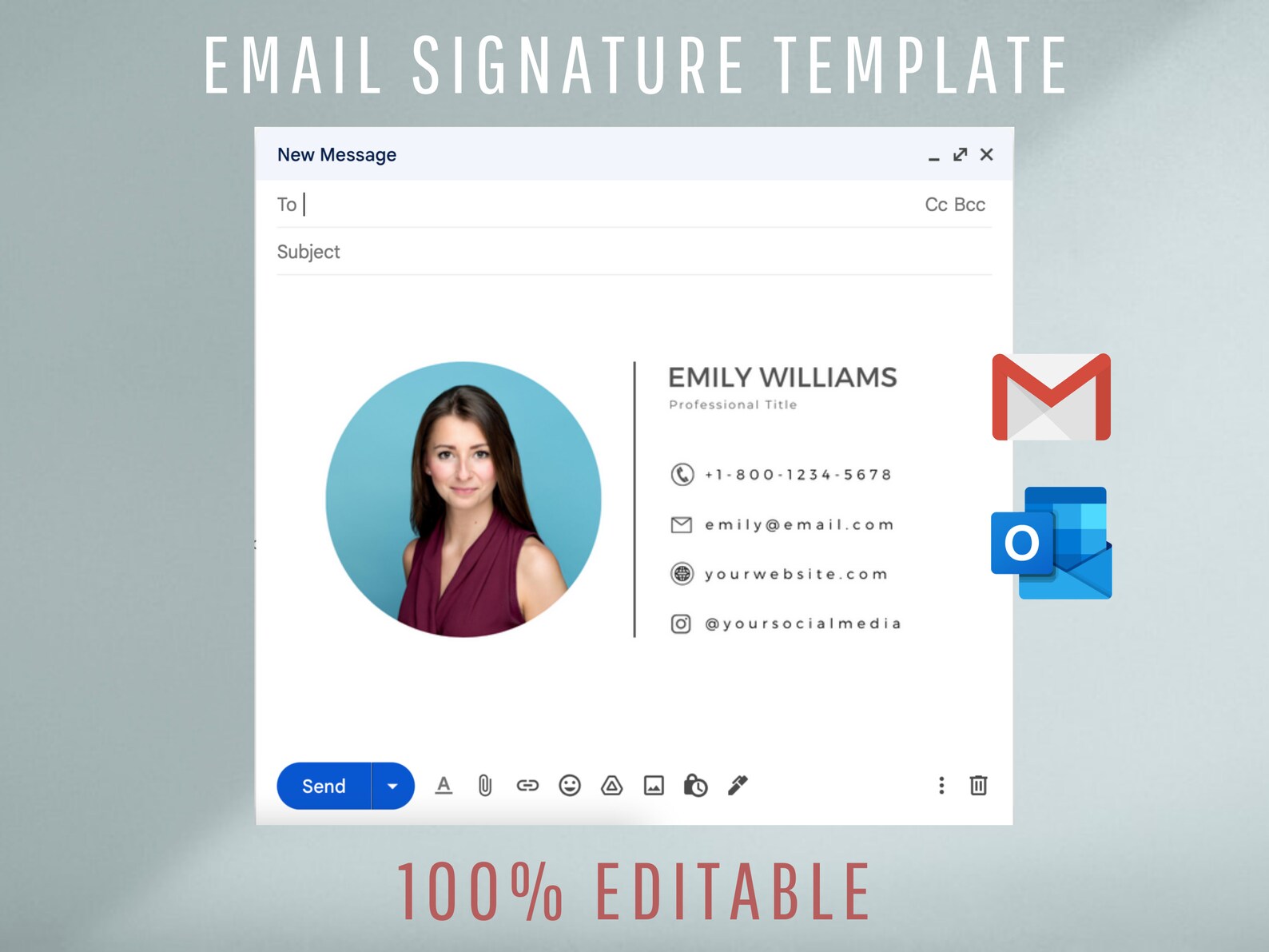 Editable Email Signature Canva Template Modern Design Email - Etsy