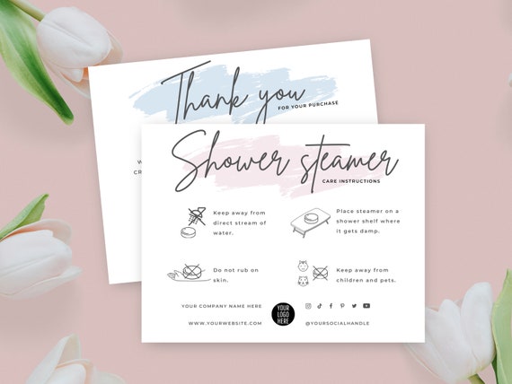 Editable Shower Steamer Care Card Template Shower Steamer | Etsy
