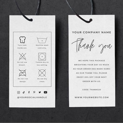 Editable Washing Instructions Hang Tag Template Customizable - Etsy