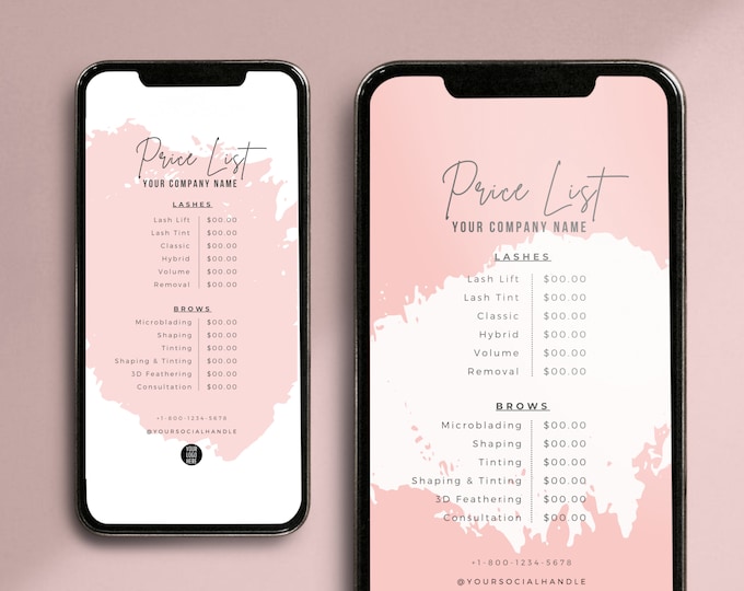 DIY Instagram Price List Template, Editable Price List, Beauty Salon ...