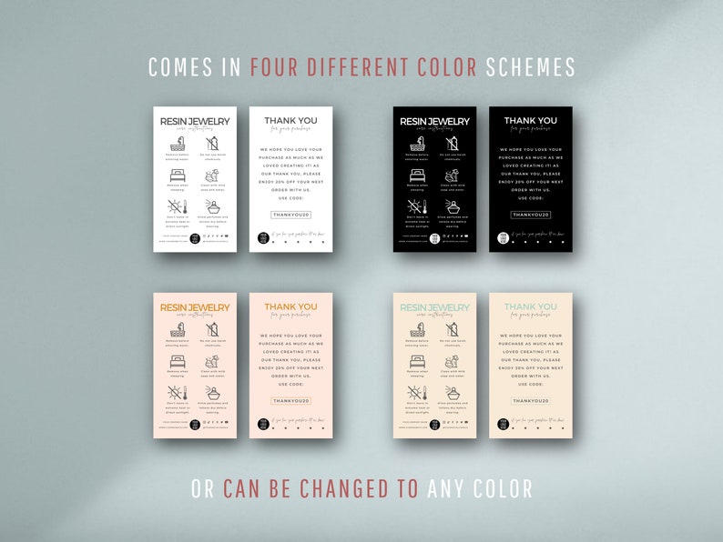 Resin Jewelry Care Card Templates Printable Resin Care - Etsy