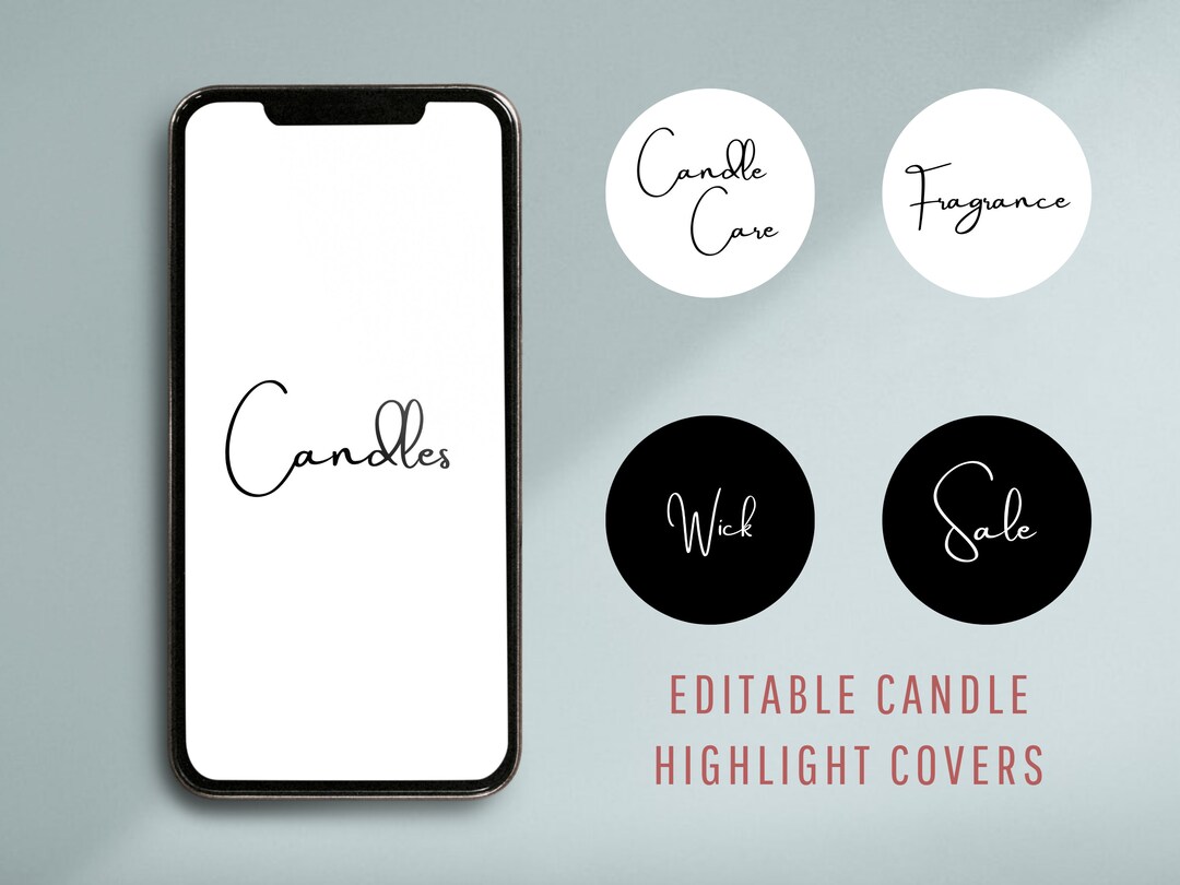 Editable Candle Highlight Covers for Instagram Stories, Candle Instagram Highlights, Hand ...