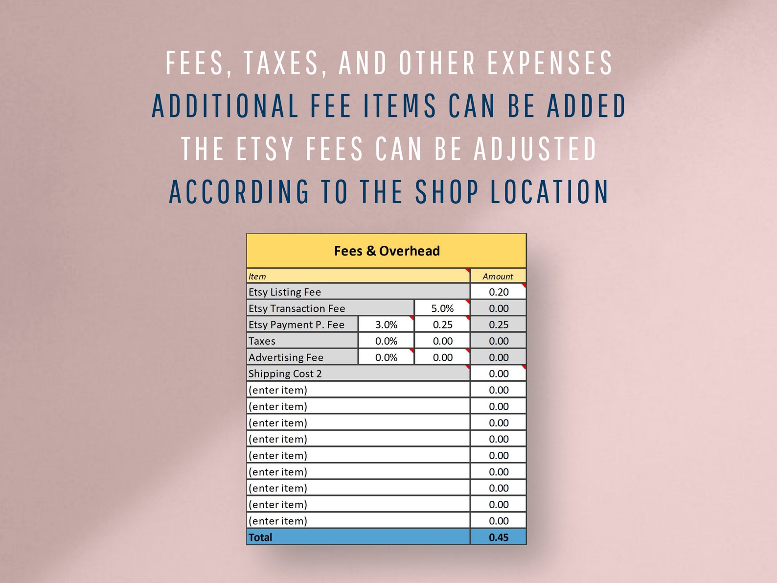 All-in-one Etsy Fee Calculator Small Business Spreadsheet - Etsy