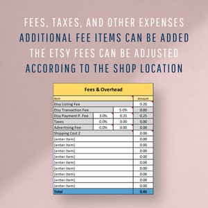 All-in-one Etsy Fee Calculator Small Business Spreadsheet - Etsy