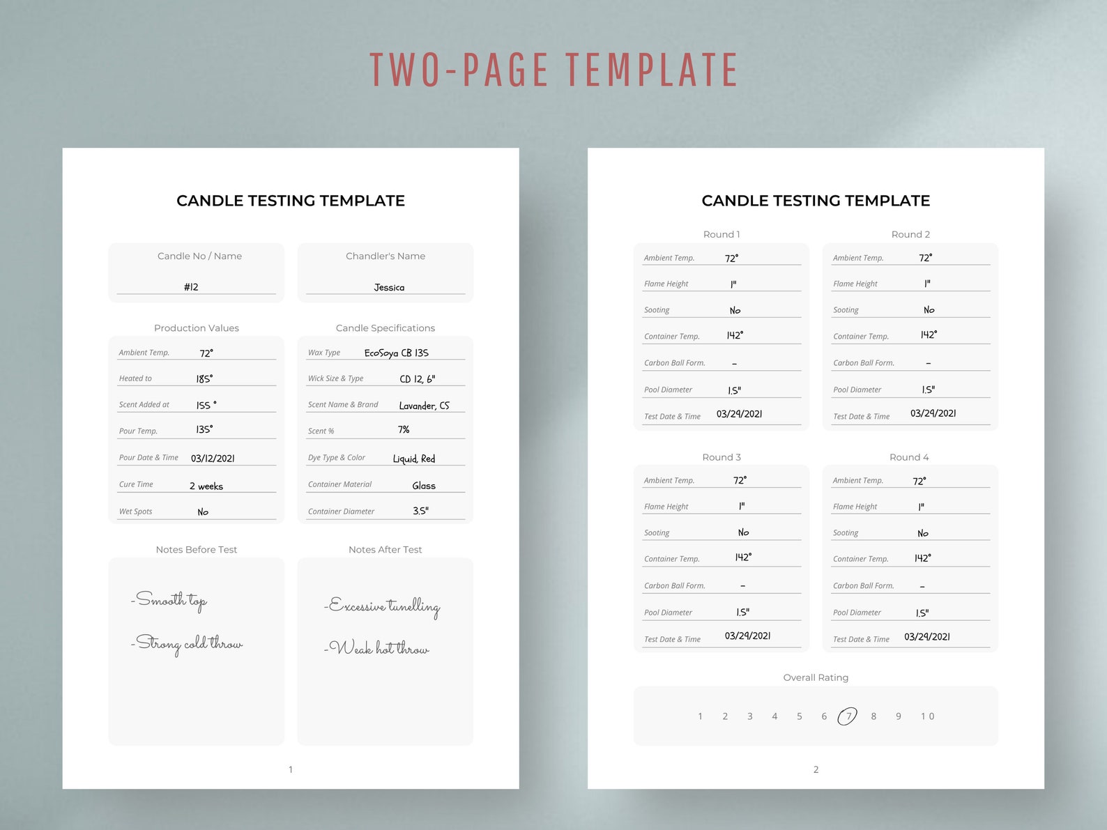 Candle Testing Template, Printable Candle Burn Test Log Sheet to Make ...
