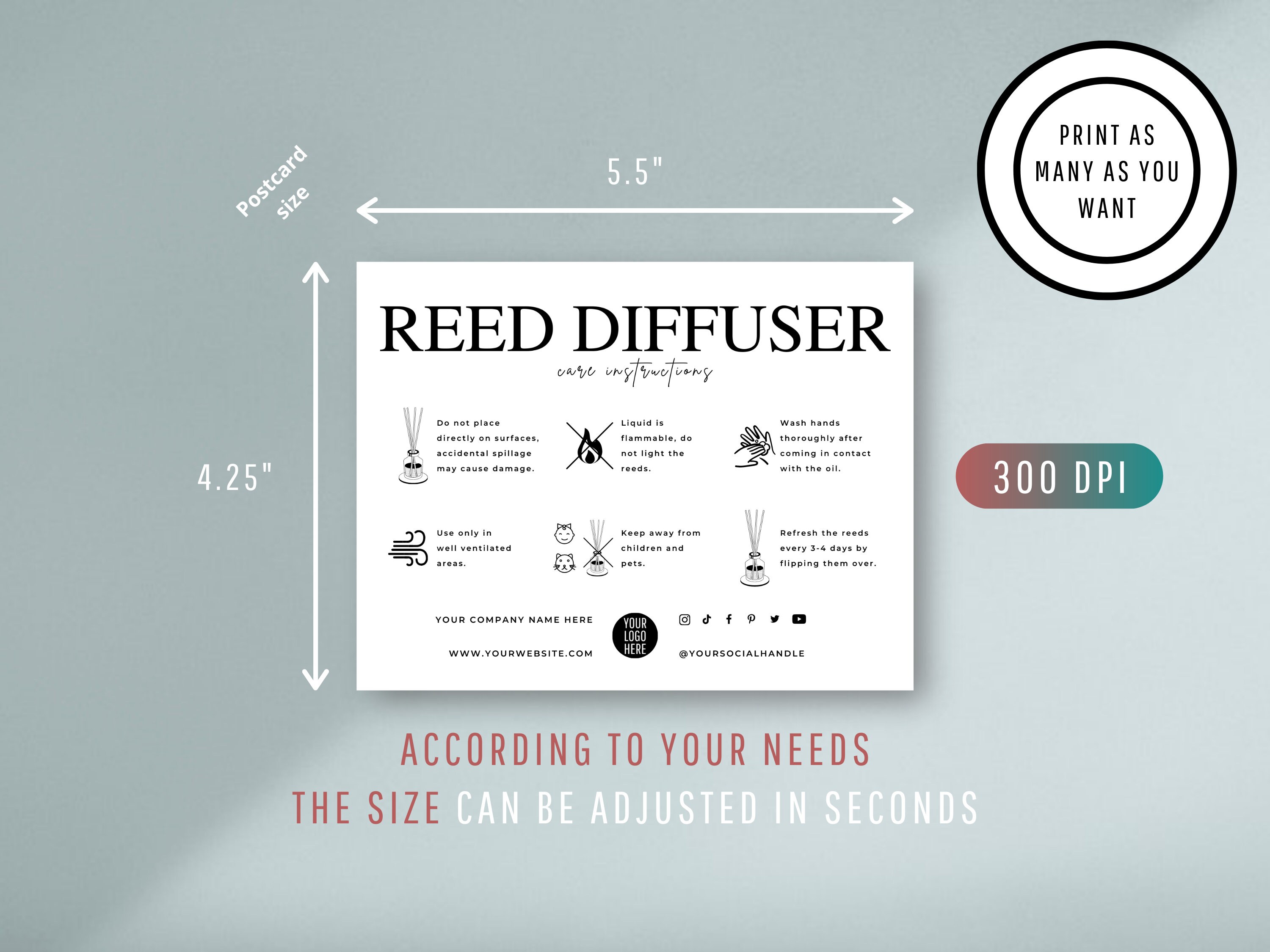 Editable Reed Diffuser Care Card Template Reed Diffuser Care - Etsy ...