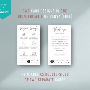 Mini Sugar Scrub Care Card Template, Editable Body Scrub Care ...