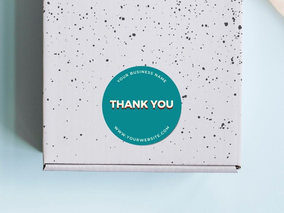 DIY Thank You Box Sticker Template Editable Packaging Round | Etsy
