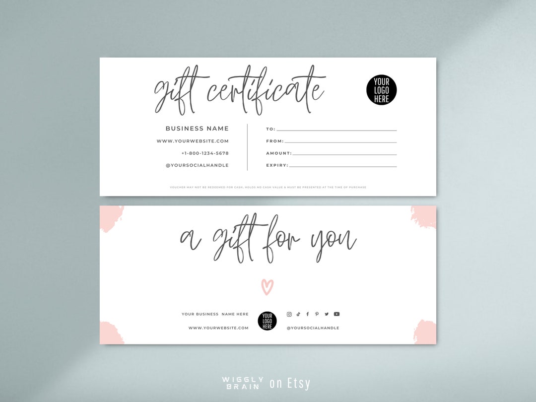 Editable Gift Certificate Template, Printable Gift Voucher Card, Small ...