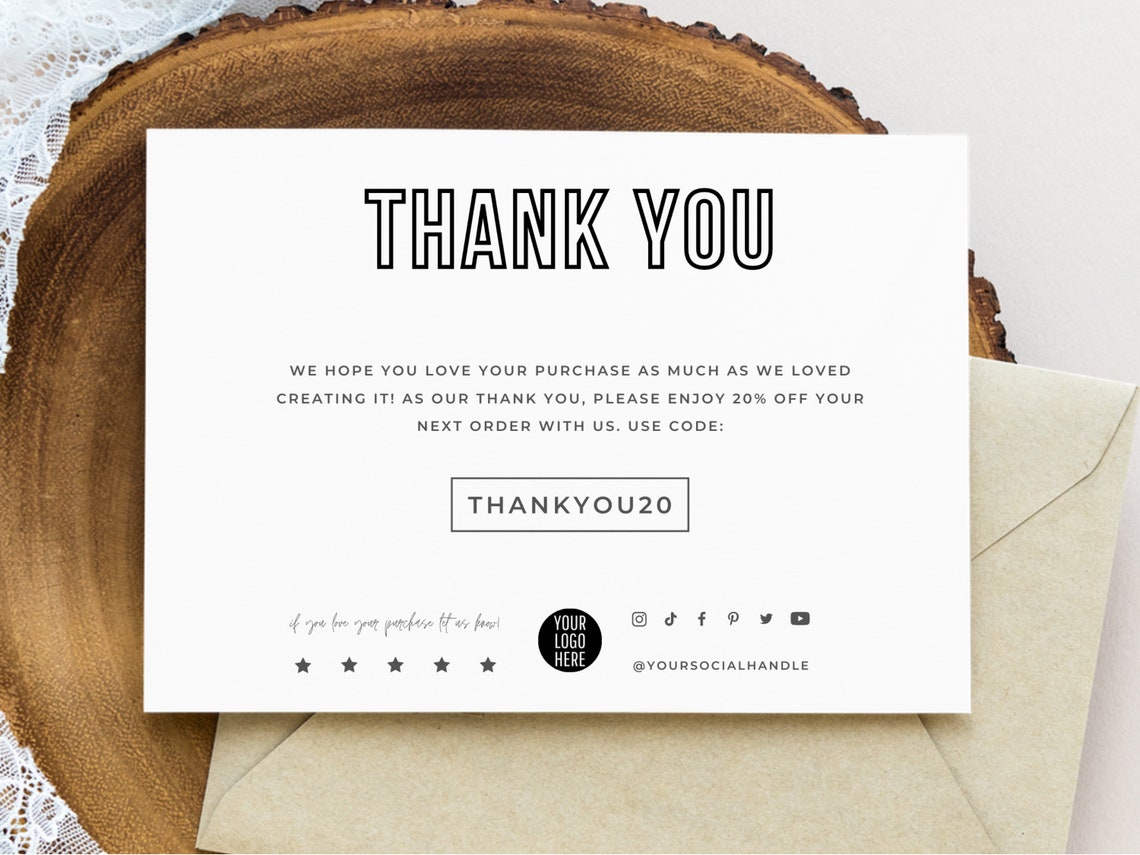 Editable Thank You for Your Order Card Template, Business Thank Your ...