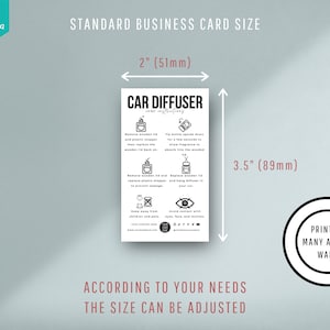 Mini Car Diffuser Care Card Template, Editable Car Scent Care ...
