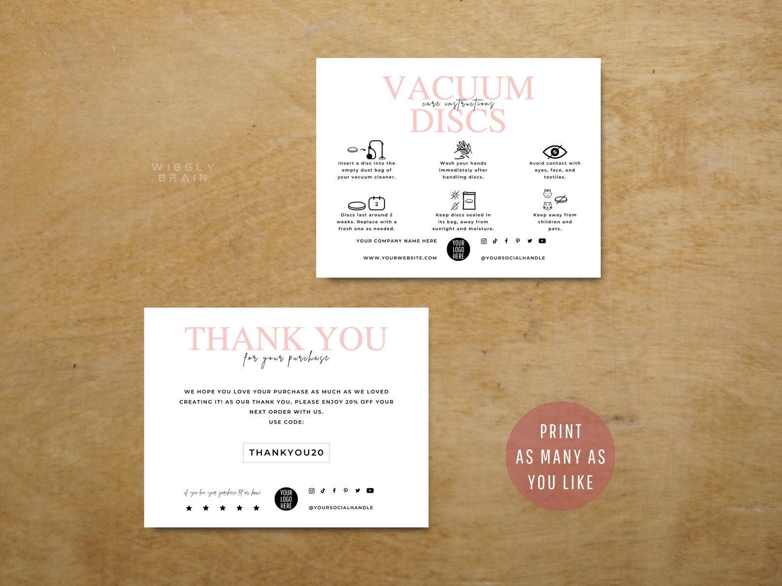 Editable Vacuum Discs Care Card Template, Scented Freshener Disc ...