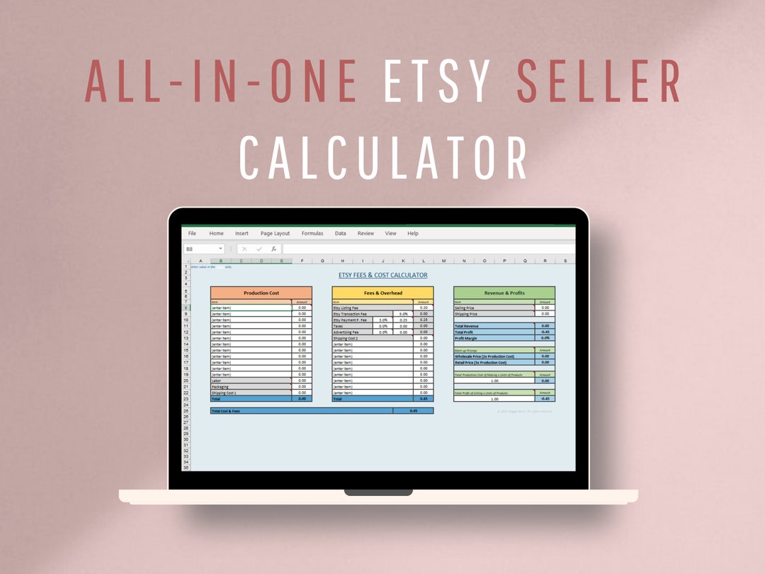 All-in-one Etsy Fee Calculator Small Business Spreadsheet - Etsy