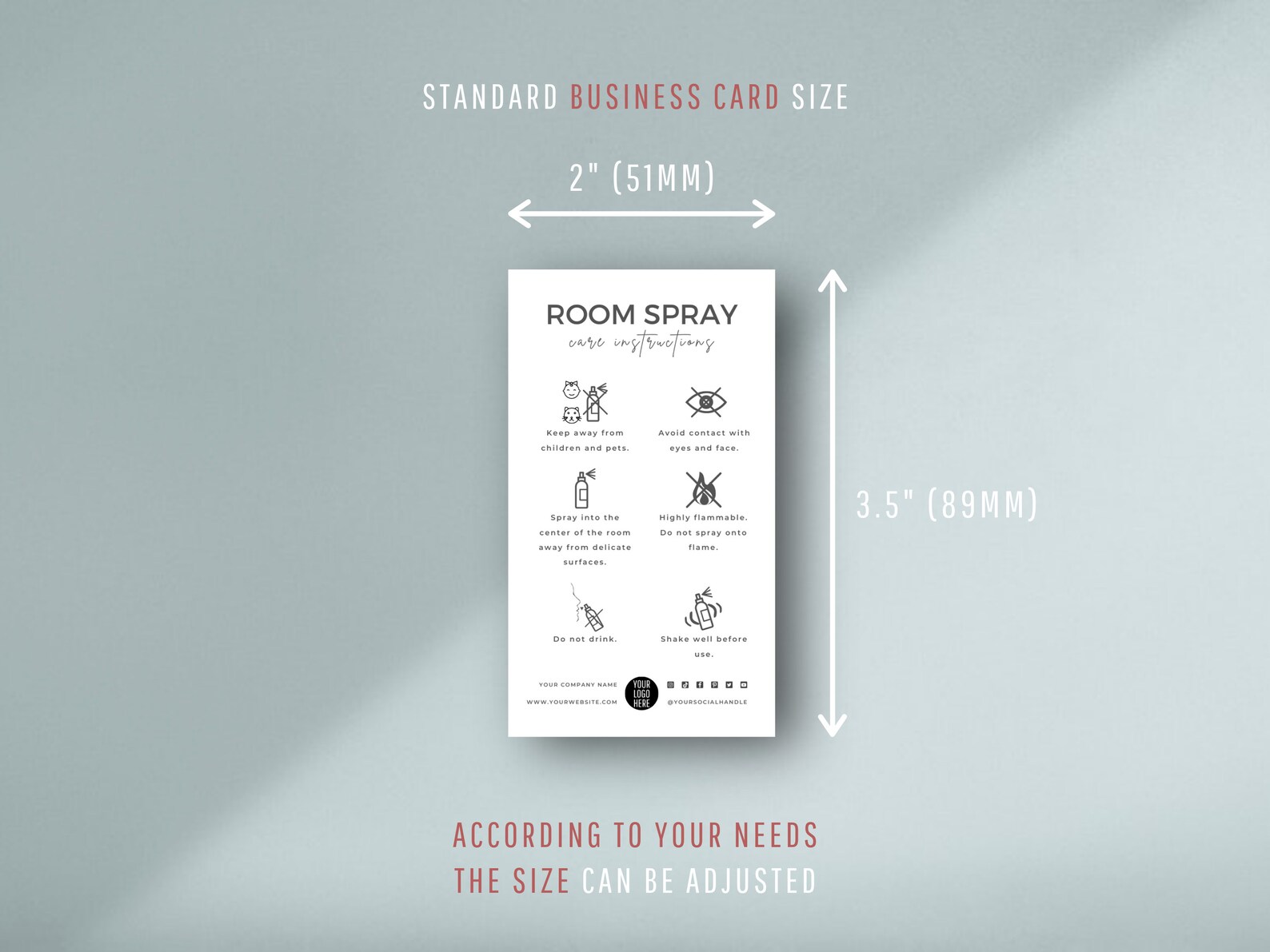 Room Spray Care Card Template, Printable Room Mist Care Instructions ...