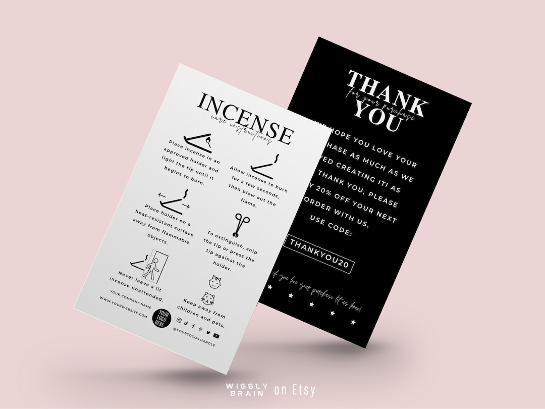 Mini Incense Care Card Template, Scented Stick User Guide, Herbal ...