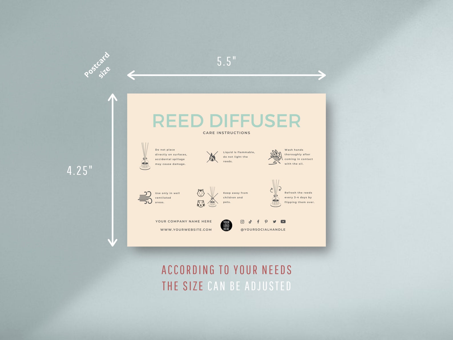 Editable Reed Diffuser Care Card Template Printable Reed - Etsy
