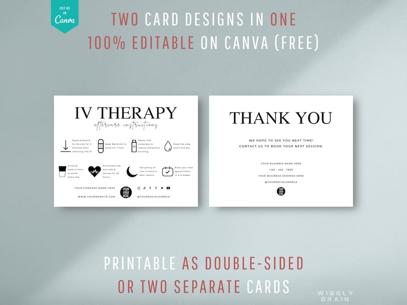 Editable IV Therapy Aftercare Card Templates, IV Hydration Post Care ...
