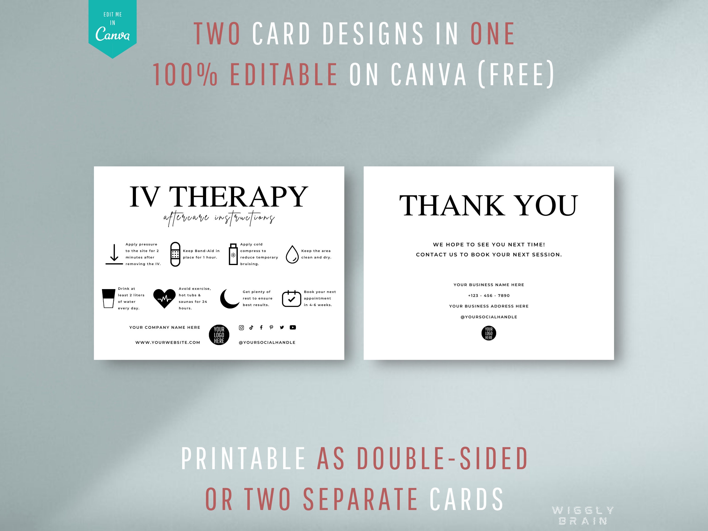 Editable IV Therapy Aftercare Card Templates, IV Hydration Post Care ...