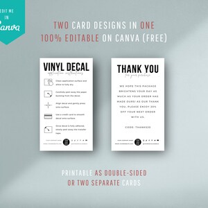 Vinyl Instructions Card Template, Editable Vinyl Decal Application Care ...