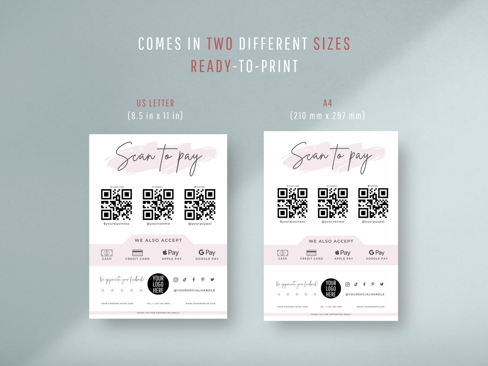 QR Code Sign Template, Scan to Pay Payment Sign, Custom Venmo QR Code ...