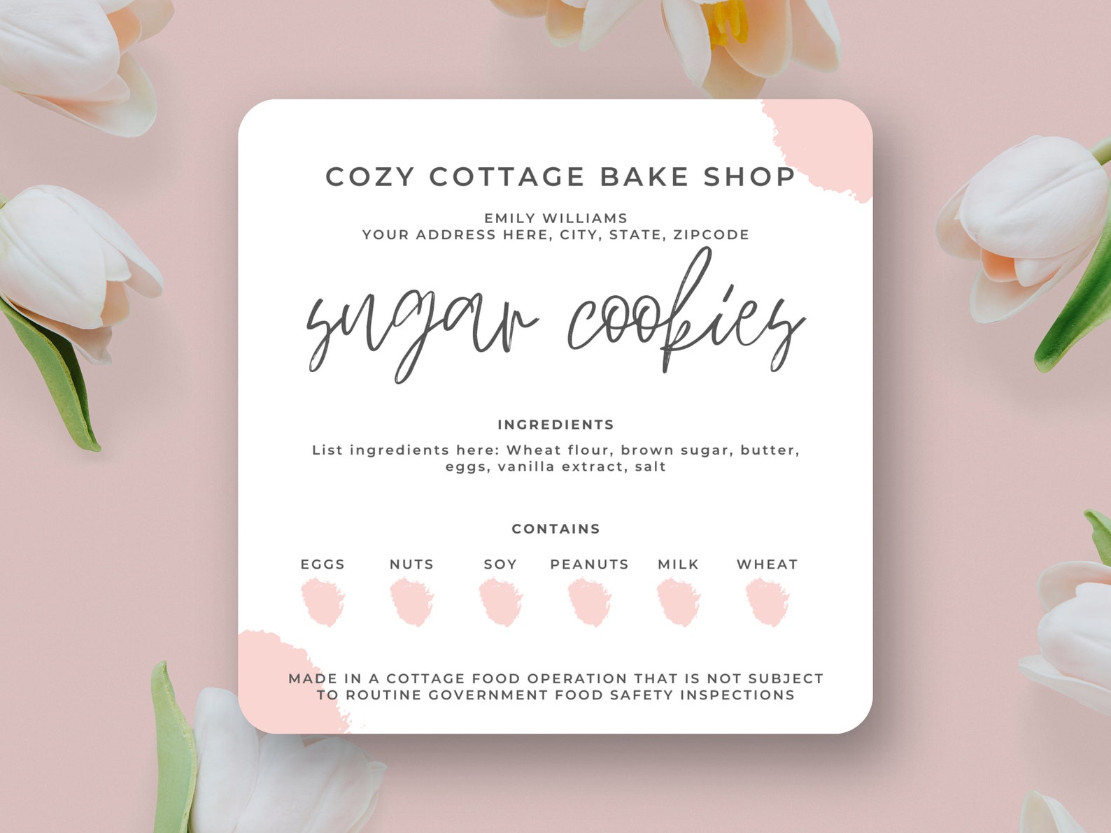 Editable Cottage Law Labels Template, Elegant Cookies Ingredients ...