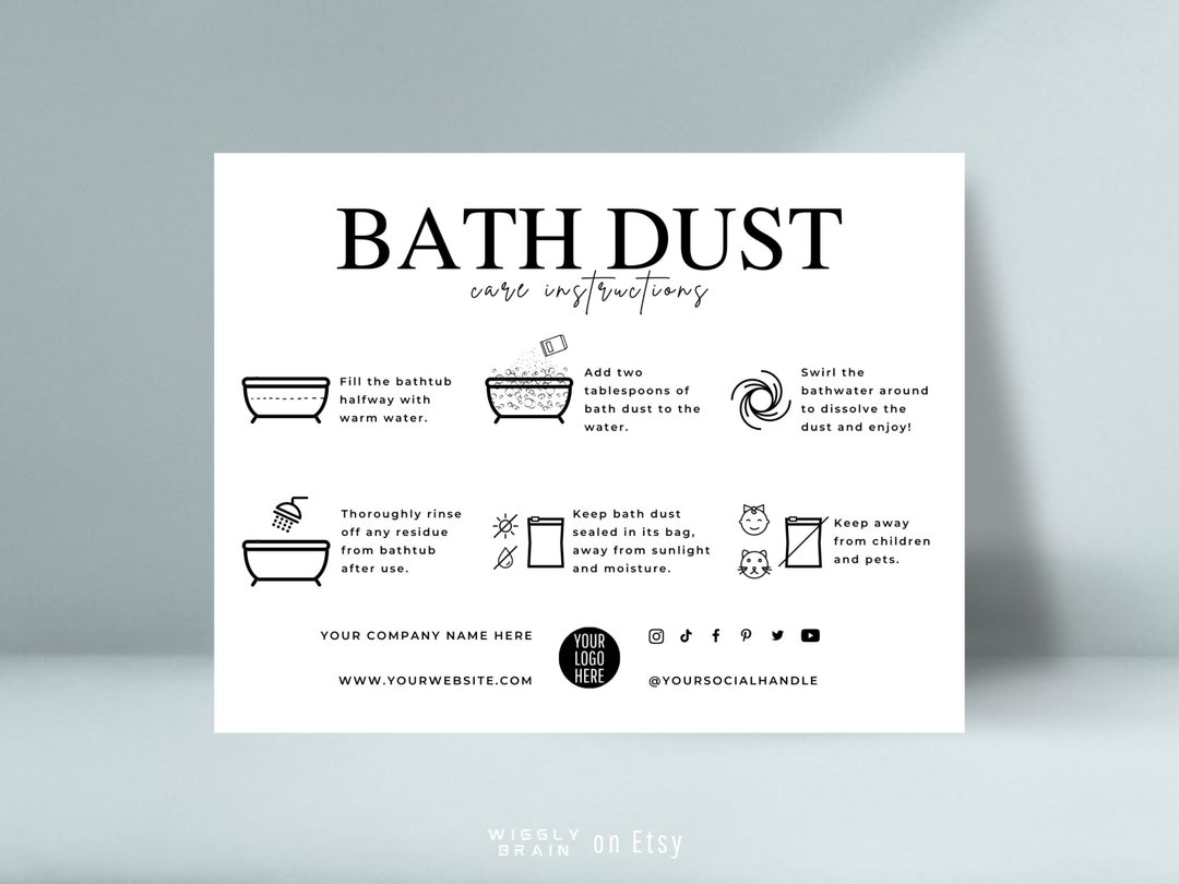 Editable Bath Dust Care Guide Template, Bath Fizz Care Card, Bath ...