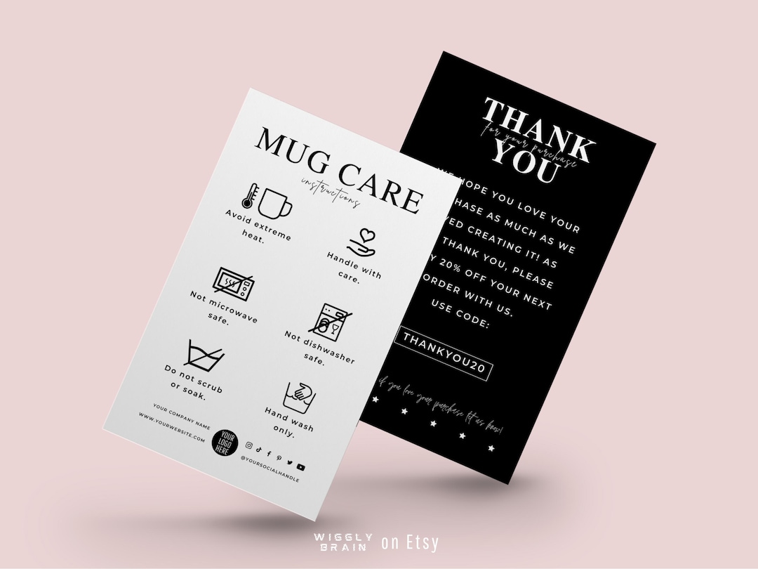 Mini Mug Care Card Template, Mini Coffee Cup Care Guide, Editable Mugs ...