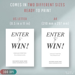 Raffle Sign Template, Editable DIY Enter to Win Poster, Business Event ...